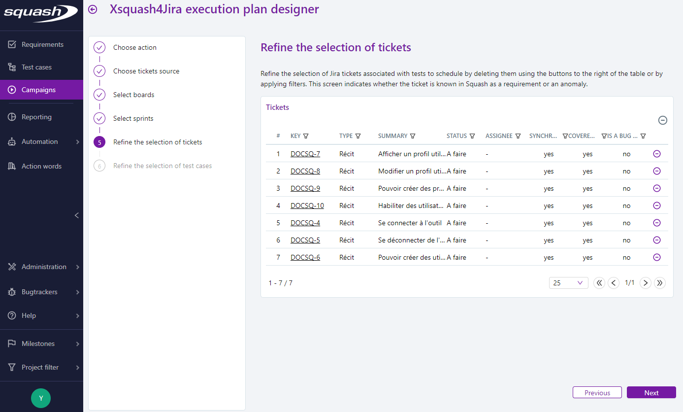 Design an execution plan from Jira issues - SquashTM Documentation